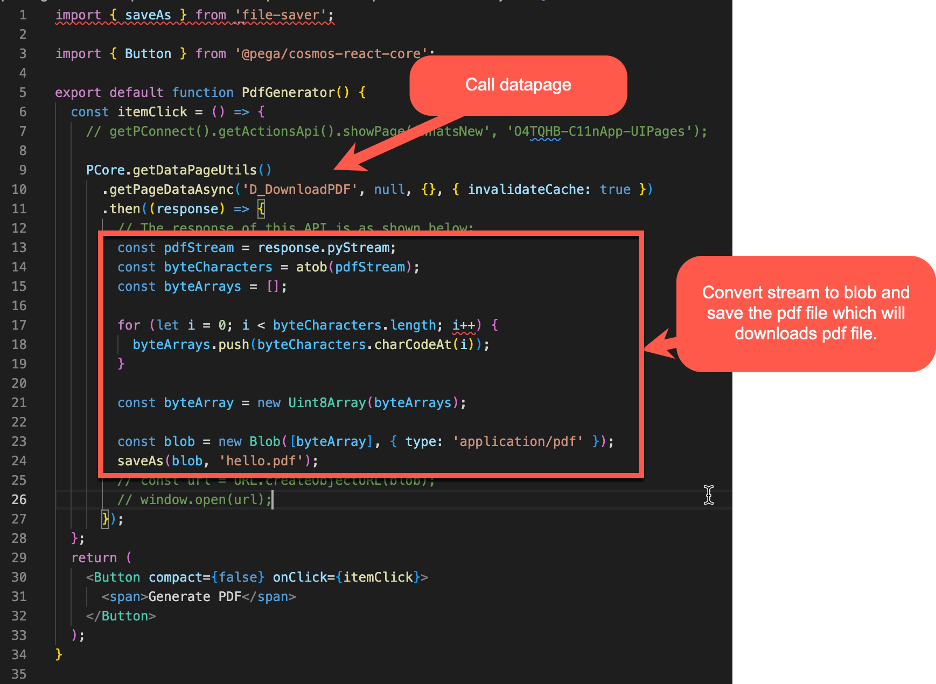 Generate and download pdf document in Constellation app : A custom approach | Support Center